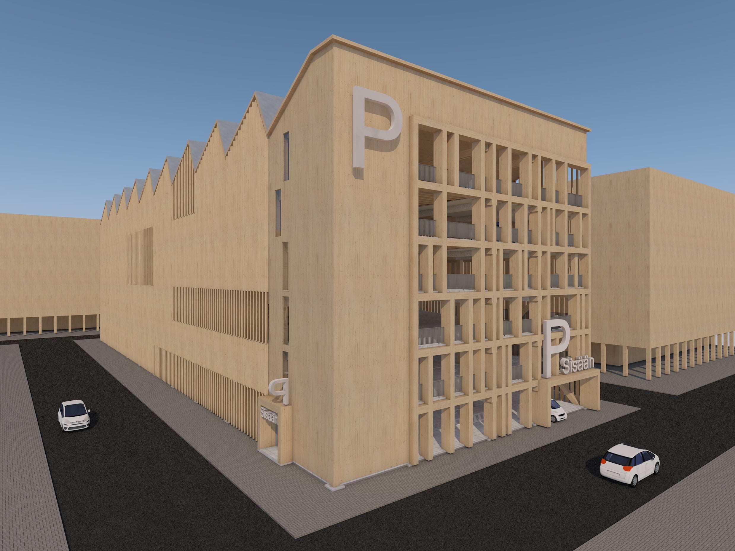 A car park made of wood - Puuinfo